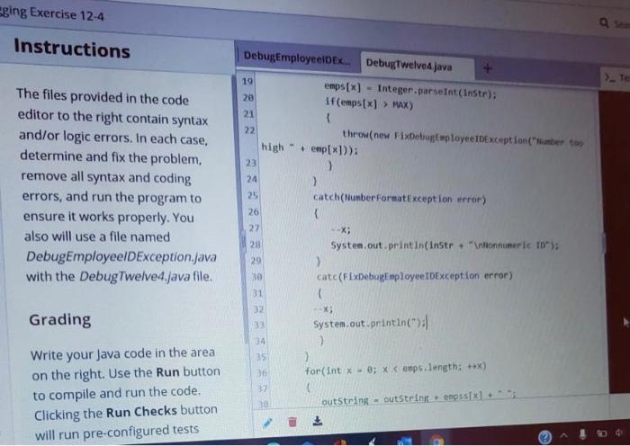 Solved Instructions 3 Debug Employeeldex... DebugTwelve java | Chegg.com