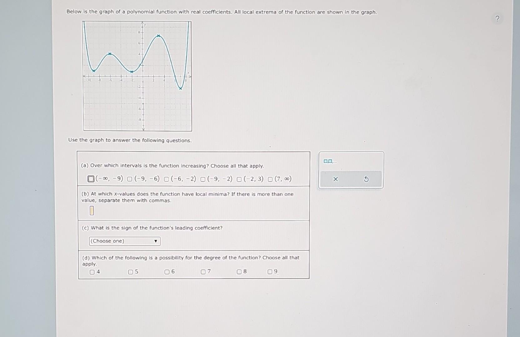 Solved Use the graph to answer the following questions. (a) | Chegg.com