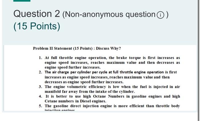 Solved Question 2 (Non-anonymous question ) (15 Points) | Chegg.com