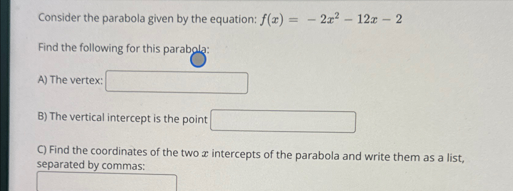 Solved Consider the parabola given by the equation: | Chegg.com