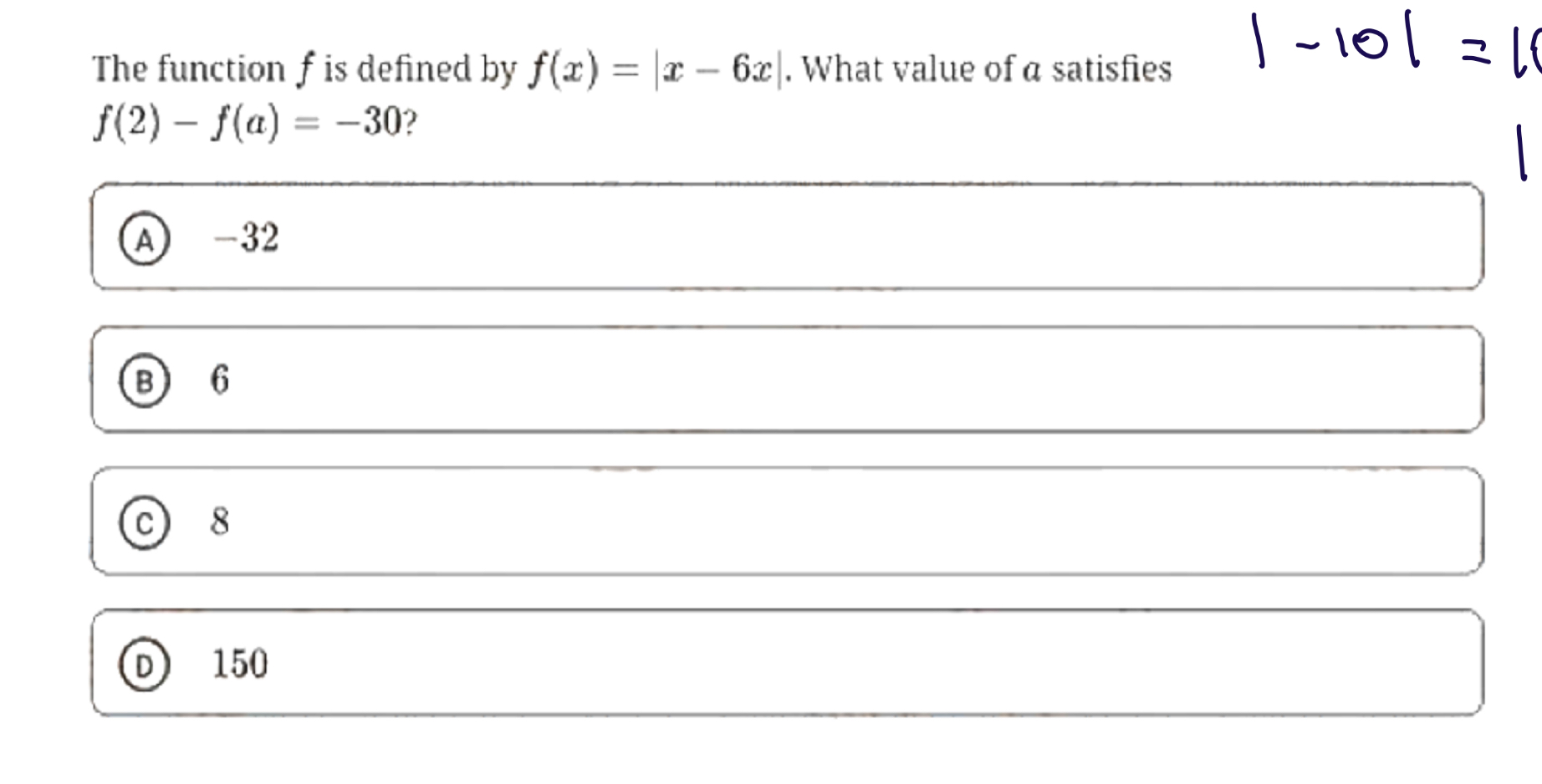 Solved The function f ﻿is defined by f(x)=|x-6x|. ﻿What | Chegg.com