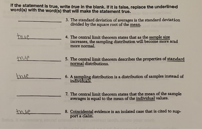 Solved If the statement is true, write true in the blank. If | Chegg.com