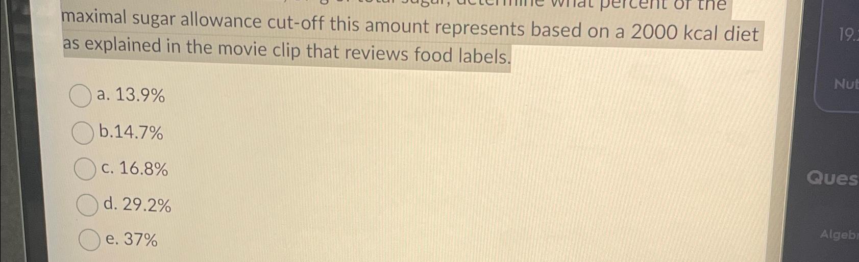Solved maximal sugar allowance cut-off this amount | Chegg.com