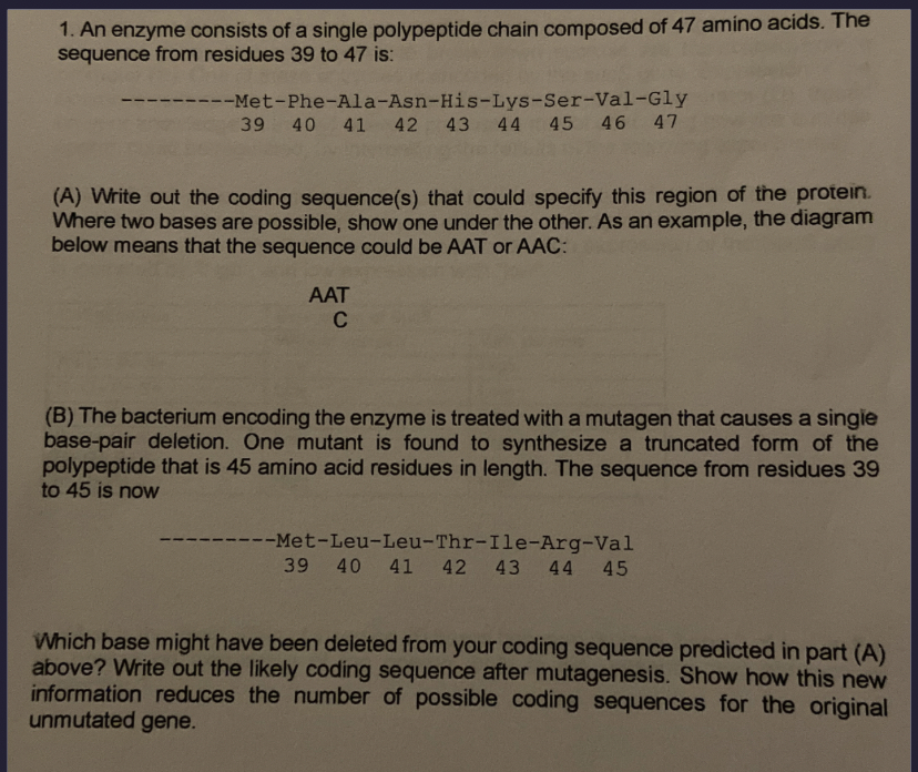 Solved An enzyme consists of a single polypeptide chain | Chegg.com