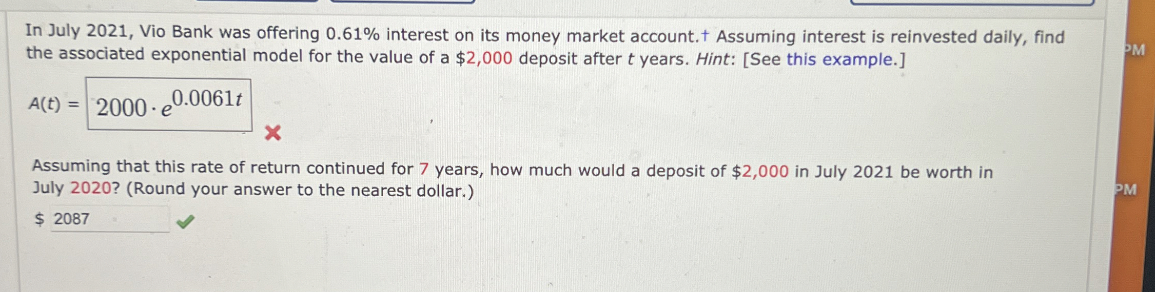 Solved In July 2021, ﻿Vio Bank was offering 0.61% ﻿interest | Chegg.com