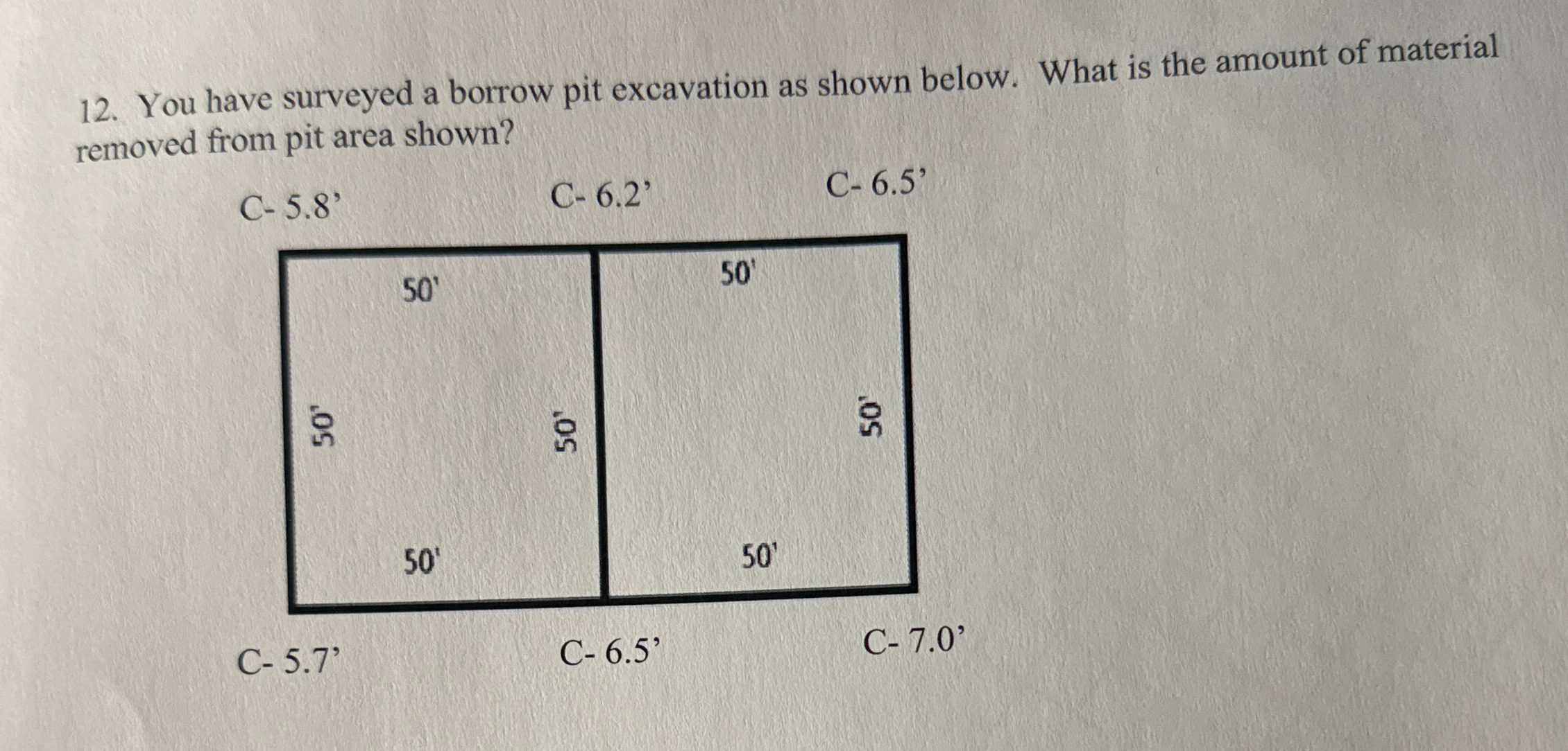 Solved You have surveyed a borrow pit excavation as shown | Chegg.com
