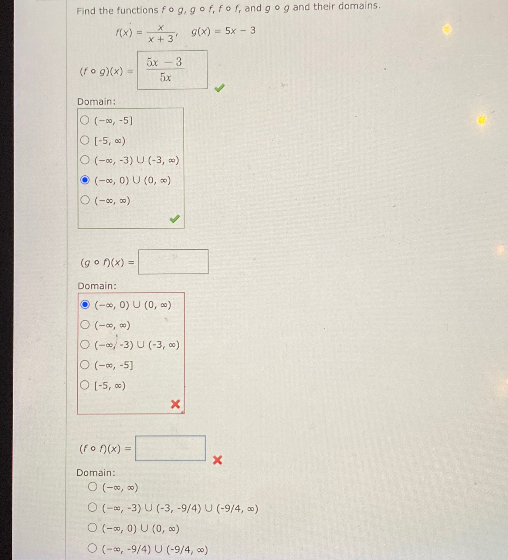 Solved Find the functions f@g,g@f,f@f, ﻿and g@g ﻿and their | Chegg.com