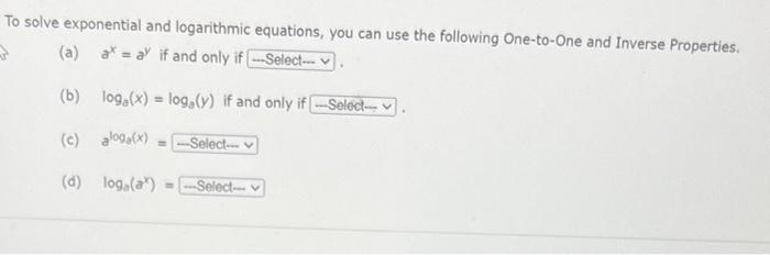 Solved To solve exponential and logarithmic equations, you | Chegg.com