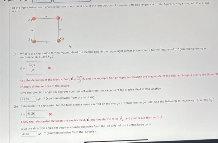 Solved In the figure below, each charged particle is located | Chegg.com