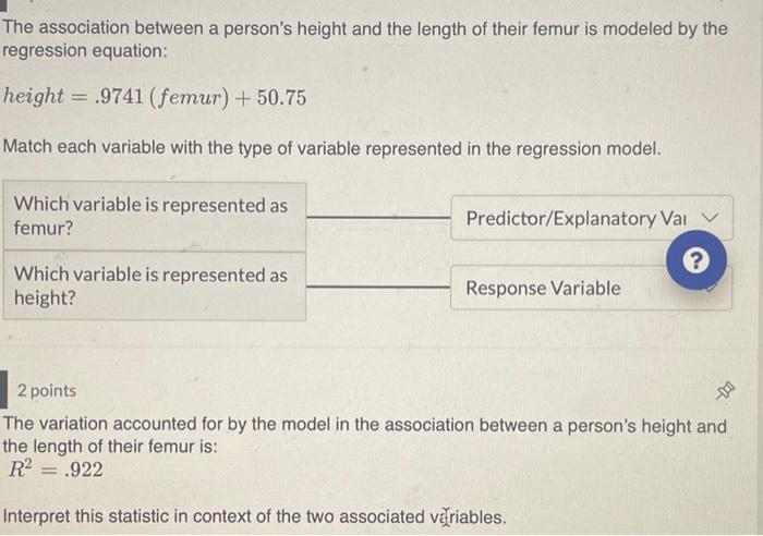 Solved The association between a person's height and the | Chegg.com