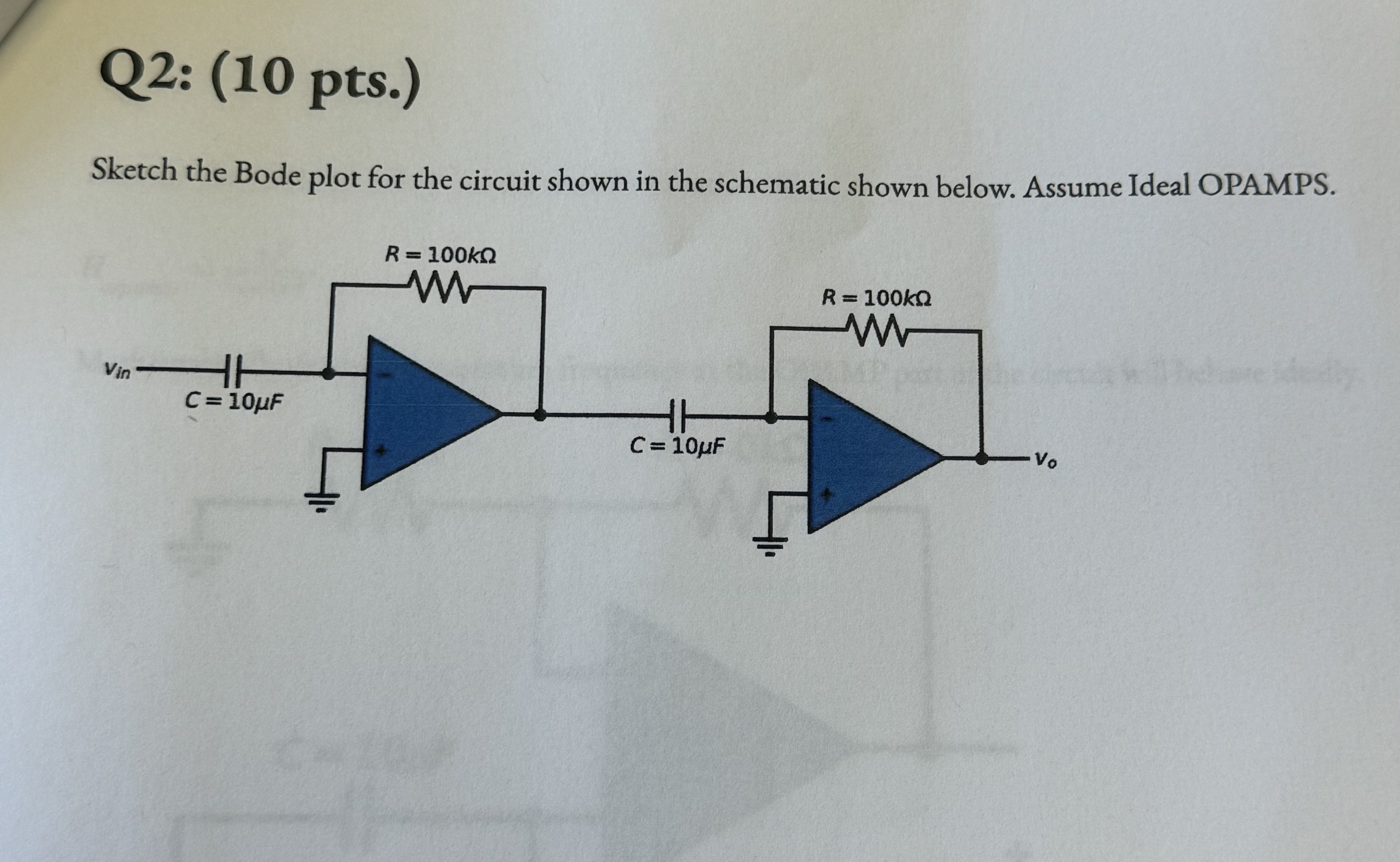 Solved Q2: (10 ﻿pts.)Sketch the Bode plot for the circuit | Chegg.com