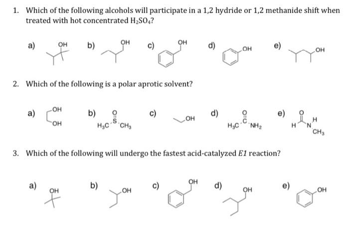 Solved 1. Which of the following alcohols will participate | Chegg.com