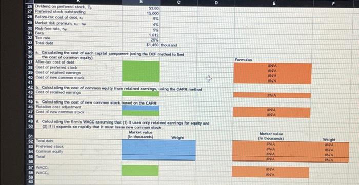Solved Excel Activity: Calculating the WACC Here is the | Chegg.com