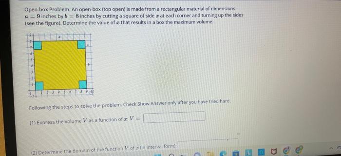 Solved Open-box Problem. An open-box (top open) is made from | Chegg.com