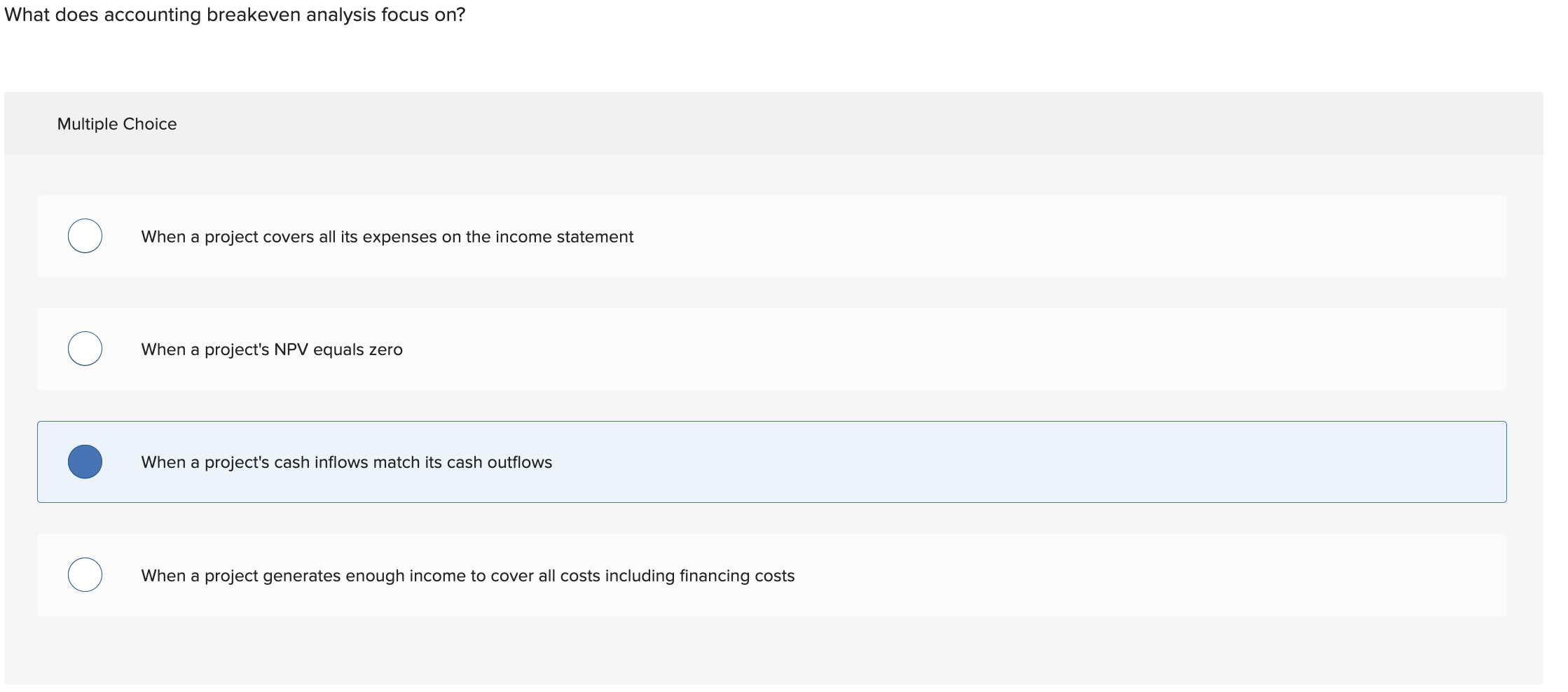 Solved What does accounting breakeven analysis focus | Chegg.com