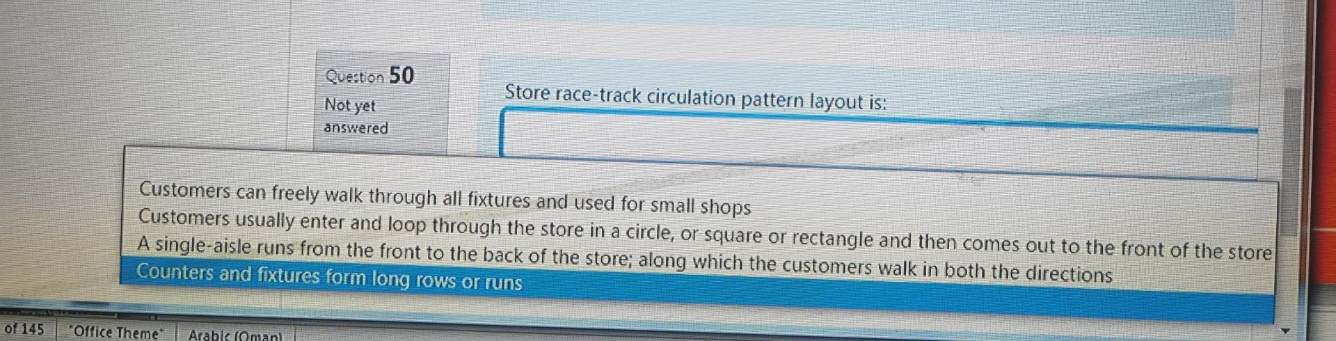 Solved Question 50 Store race-track circulation pattern | Chegg.com