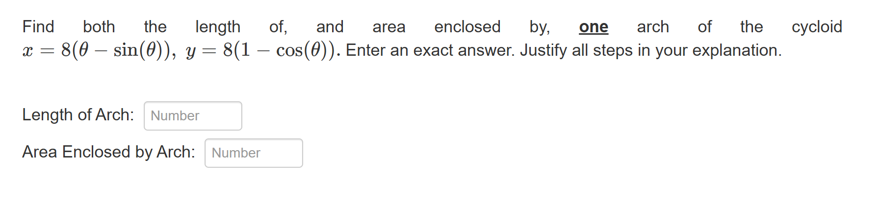 Find both the length of, ﻿and area enclosed by, ﻿one | Chegg.com