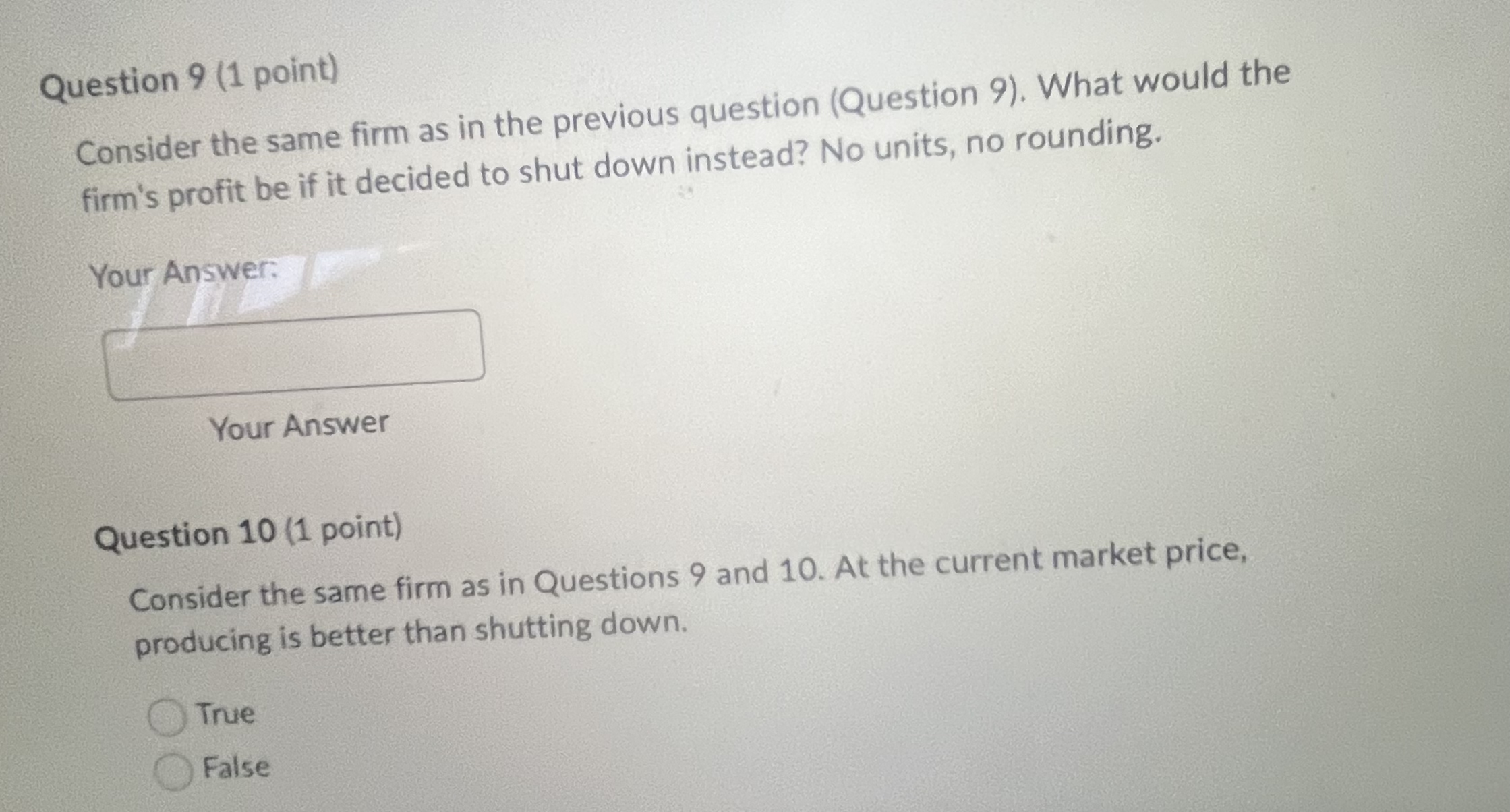 Solved Question 8 (1 ﻿point)Consider a price-taking firm in | Chegg.com