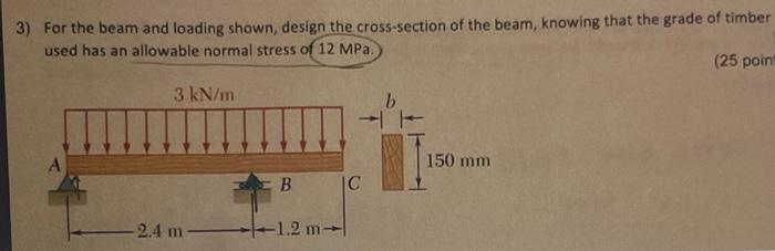Solved 3) For the beam and loading shown, design the | Chegg.com