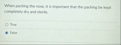 When packing the nose, it is important that the | Chegg.com