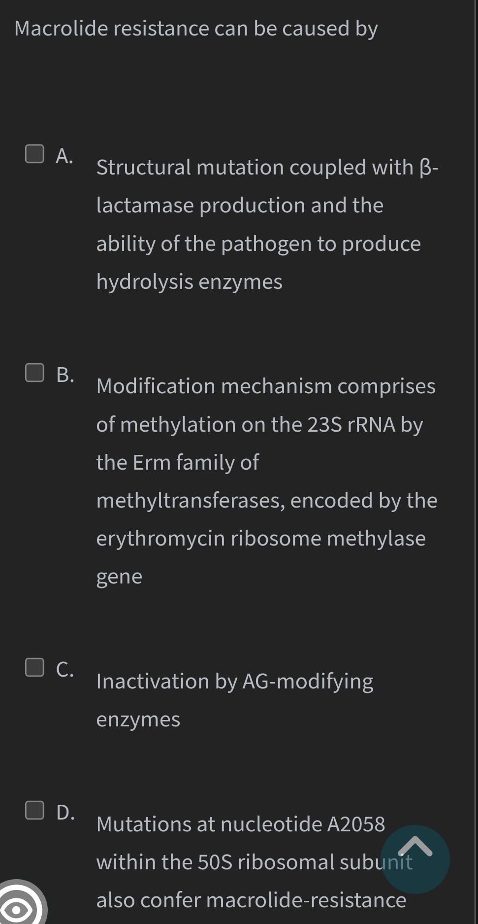 [Solved]: Macrolide resistance can be caused by A. Structura