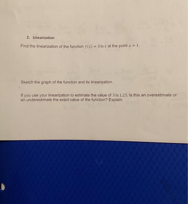 Solved 2 Linearization Find The Linearization Of The