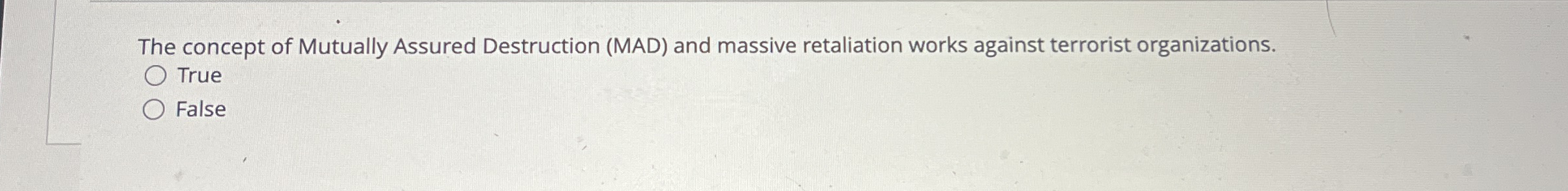 Solved The concept of Mutually Assured Destruction (MAD) | Chegg.com