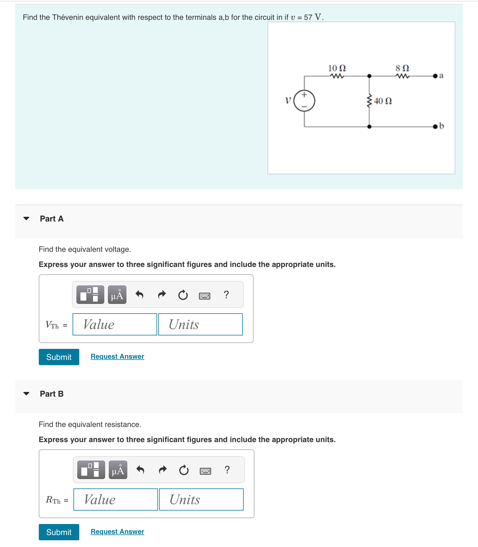 Solved Find the Thévenin equivalent with respect to the | Chegg.com