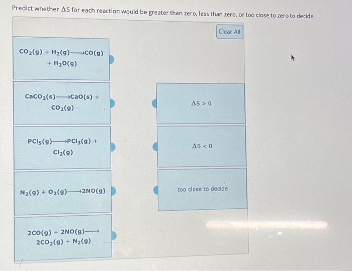 Solved Predict whether ΔS for each reaction would be greater | Chegg.com