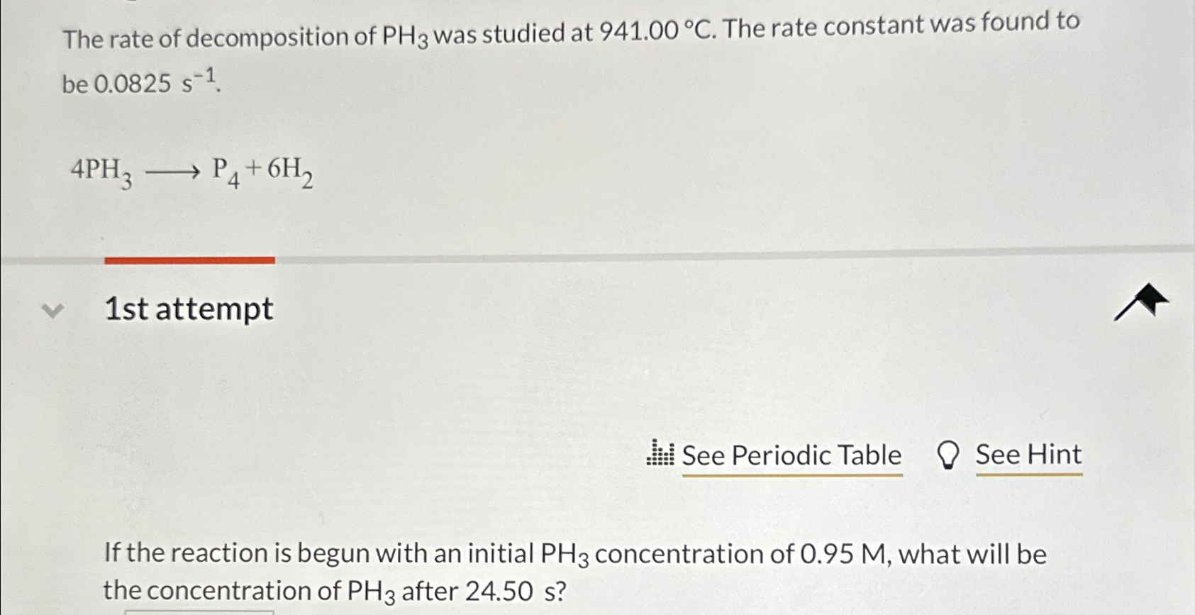 Solved The rate of decomposition of PH3 ﻿was studied at | Chegg.com