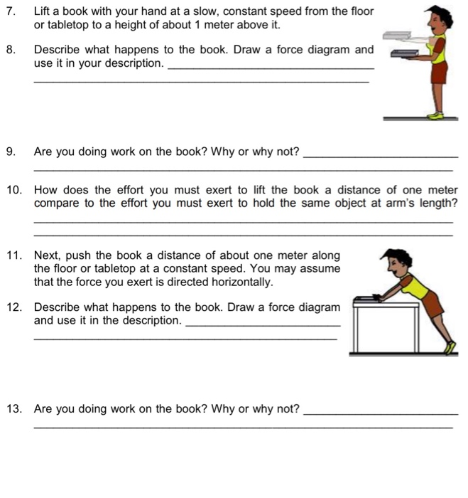 Solved 7. Lift a book with your hand at a slow, constant | Chegg.com