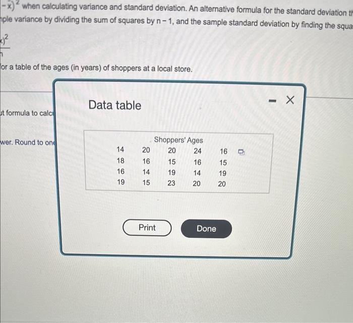 Solved You used SSx=Σ(x−x)2. When calculating variance and | Chegg.com