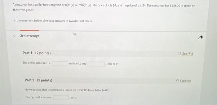Solved A consumer has a utility function given by | Chegg.com