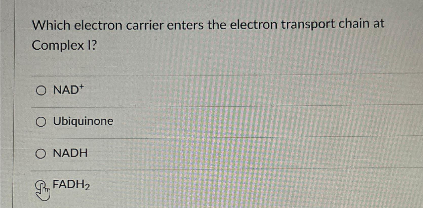 Solved Which electron carrier enters the electron transport | Chegg.com