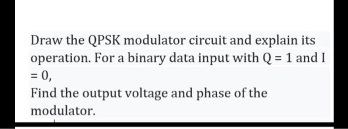 Solved Draw the QPSK modulator circuit and explain its | Chegg.com