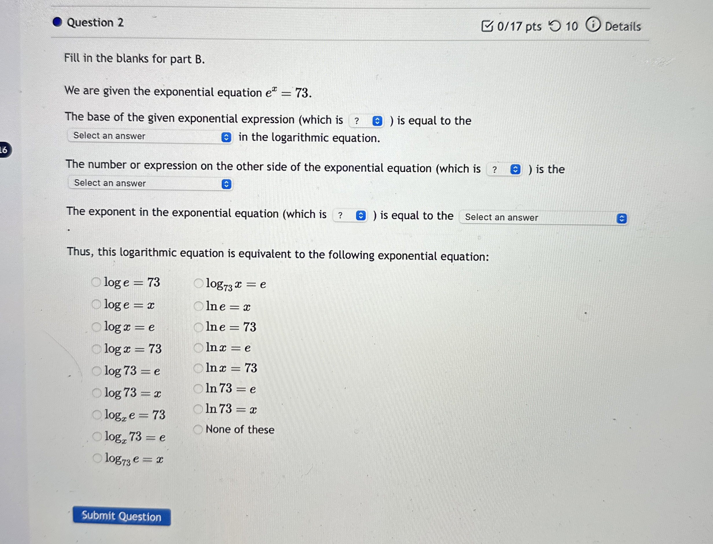 Solved Question 20/17 ﻿pts10DetailsFill in the blanks for | Chegg.com