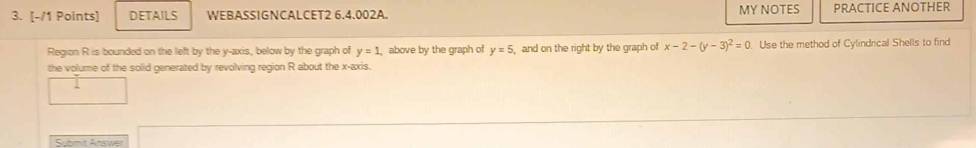 Solved Region R is bounded on the lett by the y-axis, below | Chegg.com
