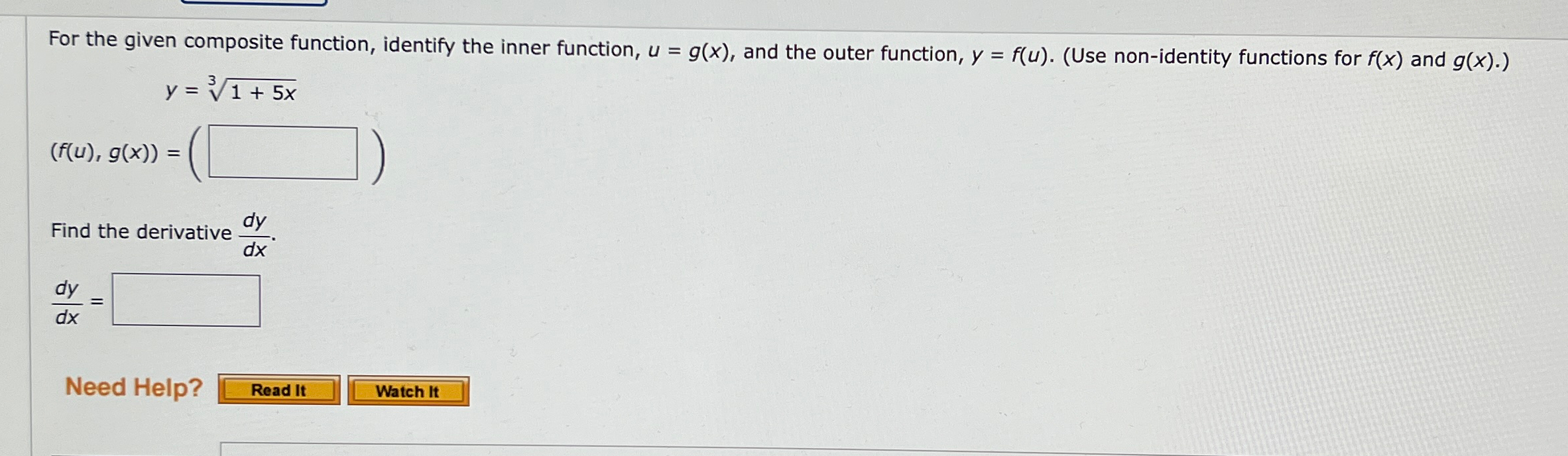 Solved For the given composite function, identify the inner | Chegg.com