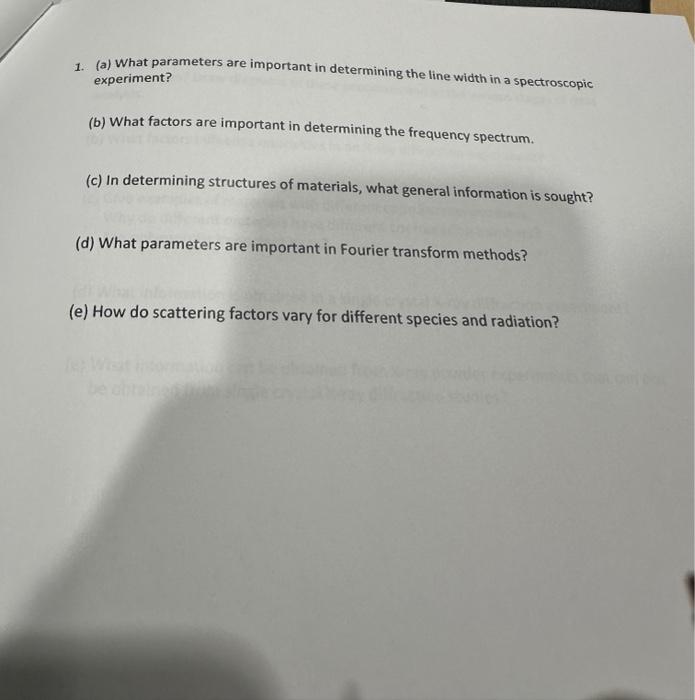 Solved 1. (a) What parameters are important in determining | Chegg.com