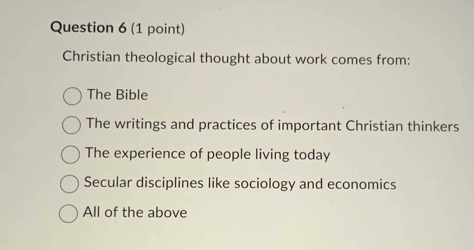 Solved Question 6 (1 ﻿point)Christian theological thought | Chegg.com
