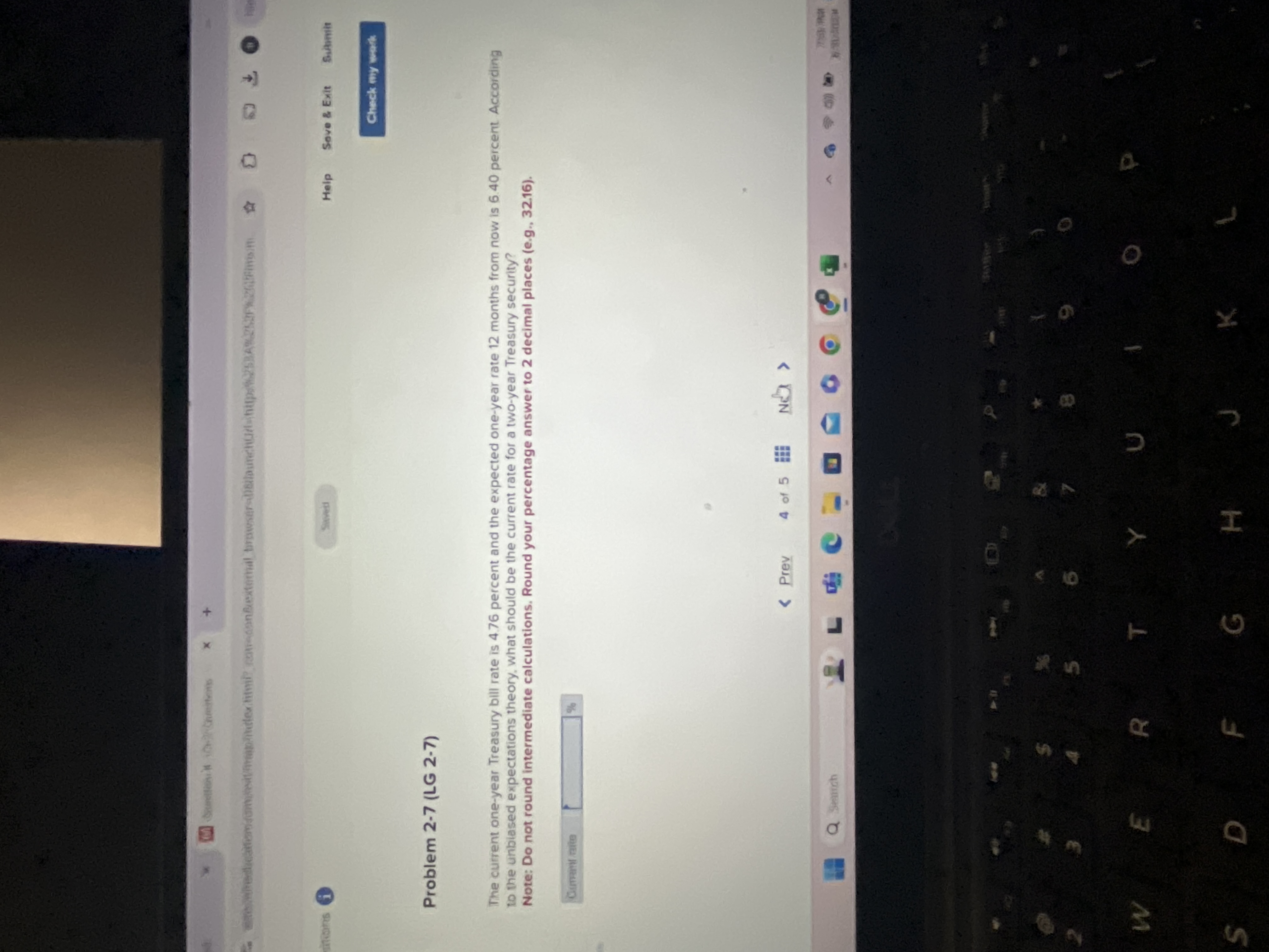 Solved Problem 2-7 (LG 2-7)The current one-year Treasury | Chegg.com