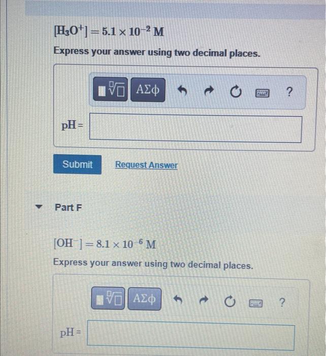 Solved Calculate the pH of each solution given the | Chegg.com