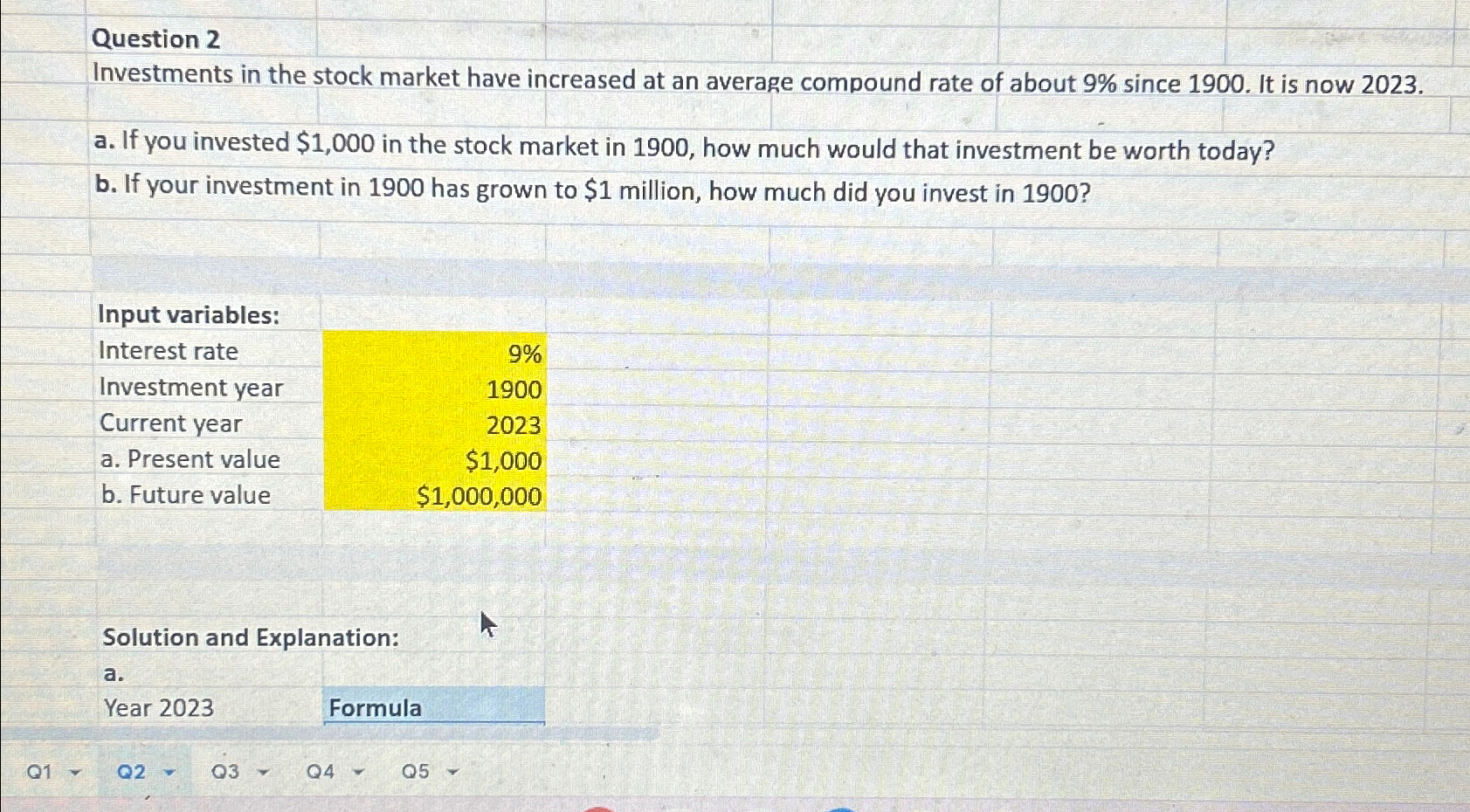 Solved Question 2Investments in the stock market have | Chegg.com