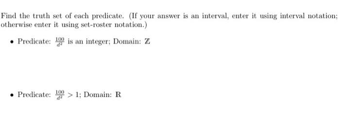 Solved Find the truth set of each predicate. (If your answer | Chegg.com