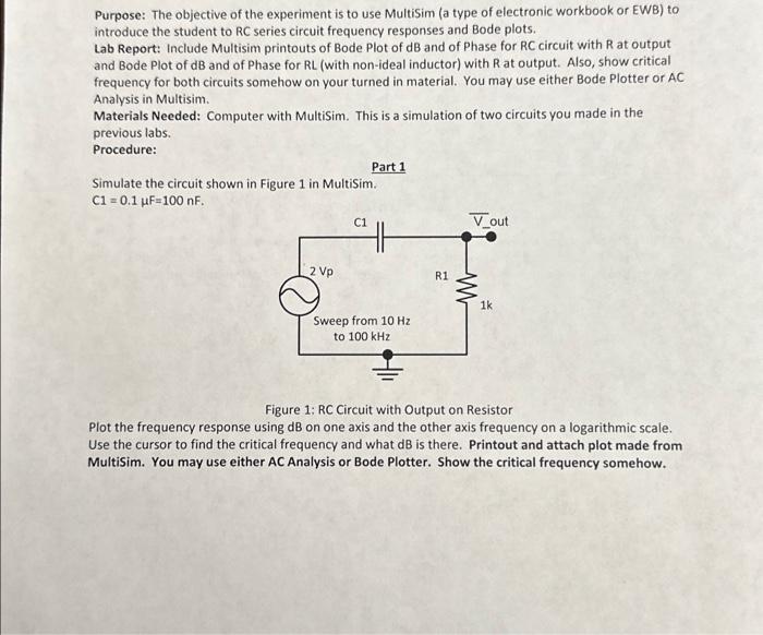Solved Purpose: The objective of the experiment is to use | Chegg.com