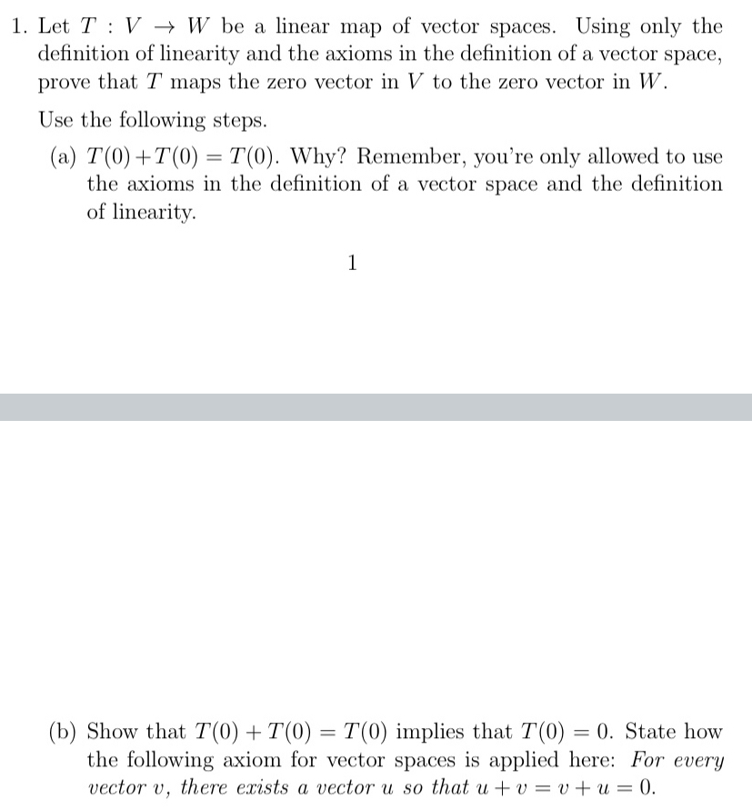 Solved Let T:V→W ﻿be a linear map of vector spaces. Using | Chegg.com