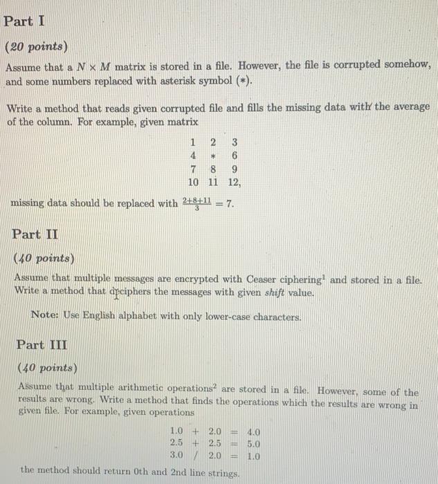 Solved Part I (20 points) Assume that a NXM matrix is stored | Chegg.com