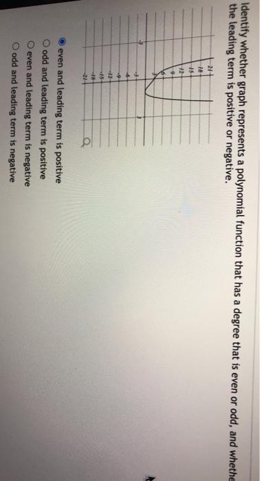 Solved Identify whether graph represents a polynomial | Chegg.com Solved Identify whether graph represents a polynomial | Chegg.com
