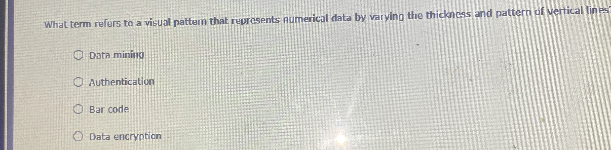 Solved What term refers to a visual pattern that represents | Chegg.com