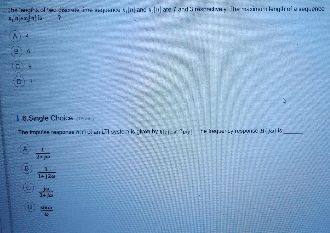 Solved The lengths of two discrete time sequence x,[n) and | Chegg.com